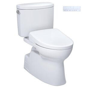 toto washlet+ vespin ii two-piece elongated 1.28 gpf toilet and washlet+ s7a contemporary bidet seat, cotton white - mw4744736cefg#01