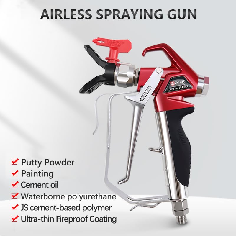 Airless Paint Spray Gun High Pressure 4000 PSI with Reversible 517 Nozzle Tip Guard Swivel Joint for Airless Paint Sprayers ZT-PRO