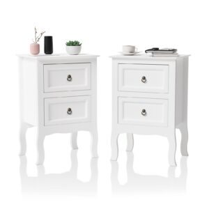 vingli white nightstands set of 2, tool-free setup nightstand, 2 drawer night stands for bedrooms, easy & quick install small bedside tables, girls nightstand, side table, end table for small spaces