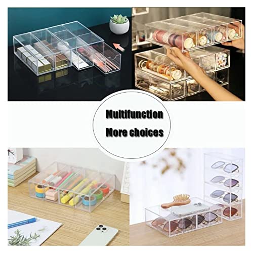 JUOPZKENN Acrylic Eyeglass Storage Box, 4 Drawers Clear Sunglasses Storage Organizer Use Horizontally or Vertically for Eyeglass Cosmetic Jewelry Storage