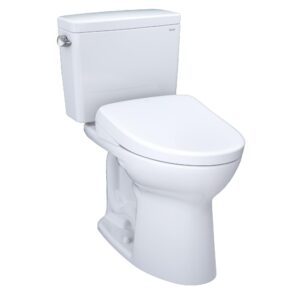 toto drake washlet+ two-piece elongated 1.28 gpf universal height tornado flush toilet and s7 contemporary bidet seat with auto flush, 10 inch rough-in, cotton white - mw7764726cefga.10#01