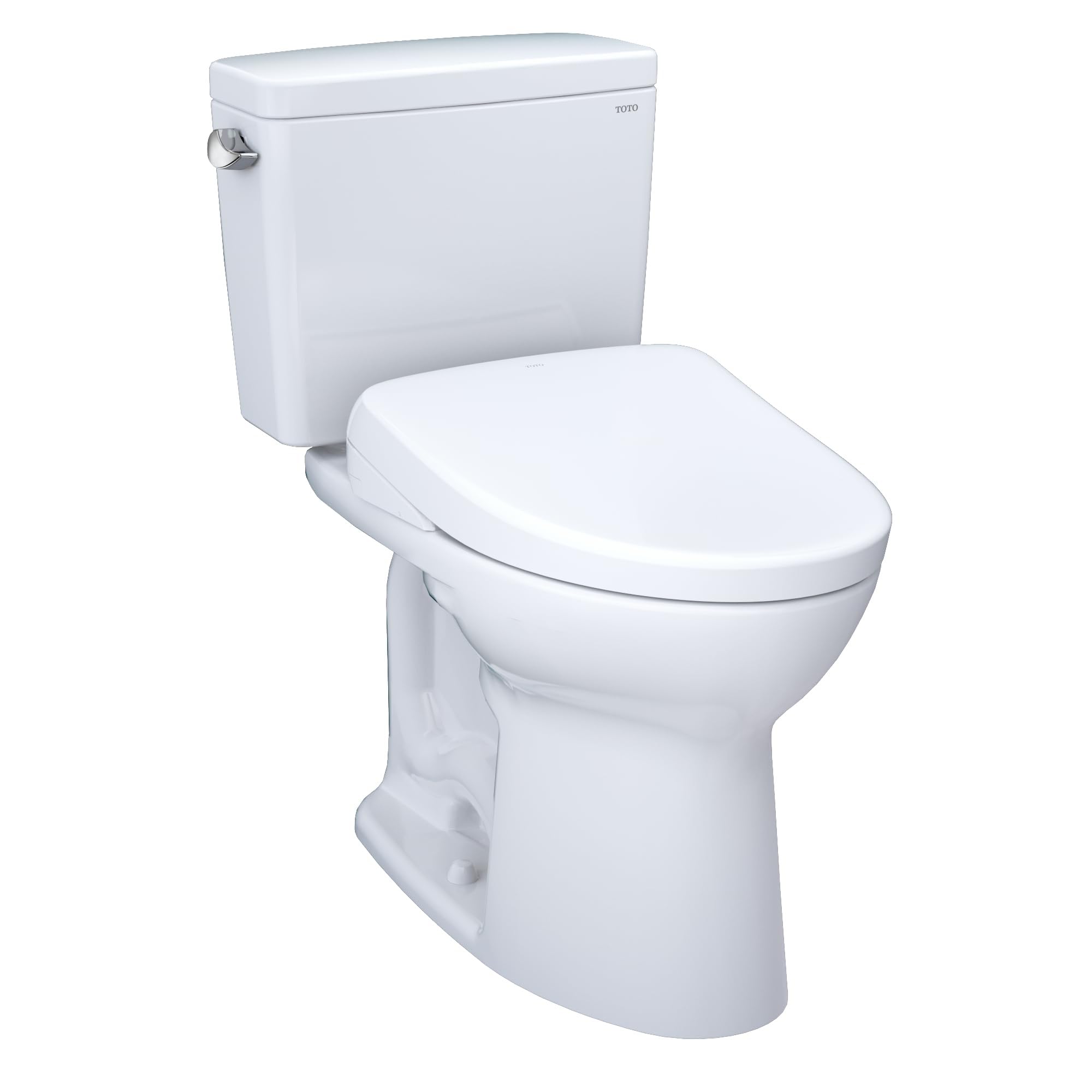 TOTO Drake WASHLET+ Two-Piece Elongated 1.28 GPF Universal Height TORNADO FLUSH Toilet and S7 Contemporary Bidet Seat with Auto Flush, 10 Inch Rough-In, Cotton White - MW7764726CEFGA.10#01