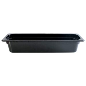 thunder group plpa8124lbk food pan, 1/2 size long, 4" deep, shatter and scratch resistant, dishwasher safe, polycarbonate, black, nsf, pack of 6