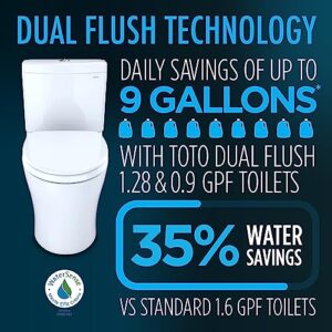 TOTO WASHLET+ Aquia IV Two-Piece Elongated Dual Flush 1.28 and 0.9 GPF Toilet and with Auto Flush S7A Contemporary Bidet Seat, Cotton White - MW4464736CEMGNA#01