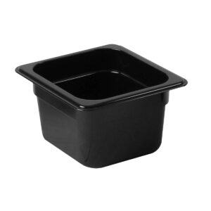 thunder group plpa8164bk food pan, 1/6 size, 4" deep, shatter and scratch resistant, dishwasher safe, polycarbonate, black, nsf, pack of 12