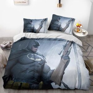 nichiyobi bat superhero wayne dark knight duvet cover set 3d bedding comforter cover 3 pcs (1 duvet cover+2 pillowcases) bedding set (15,king-104x90in+20x30in*2)