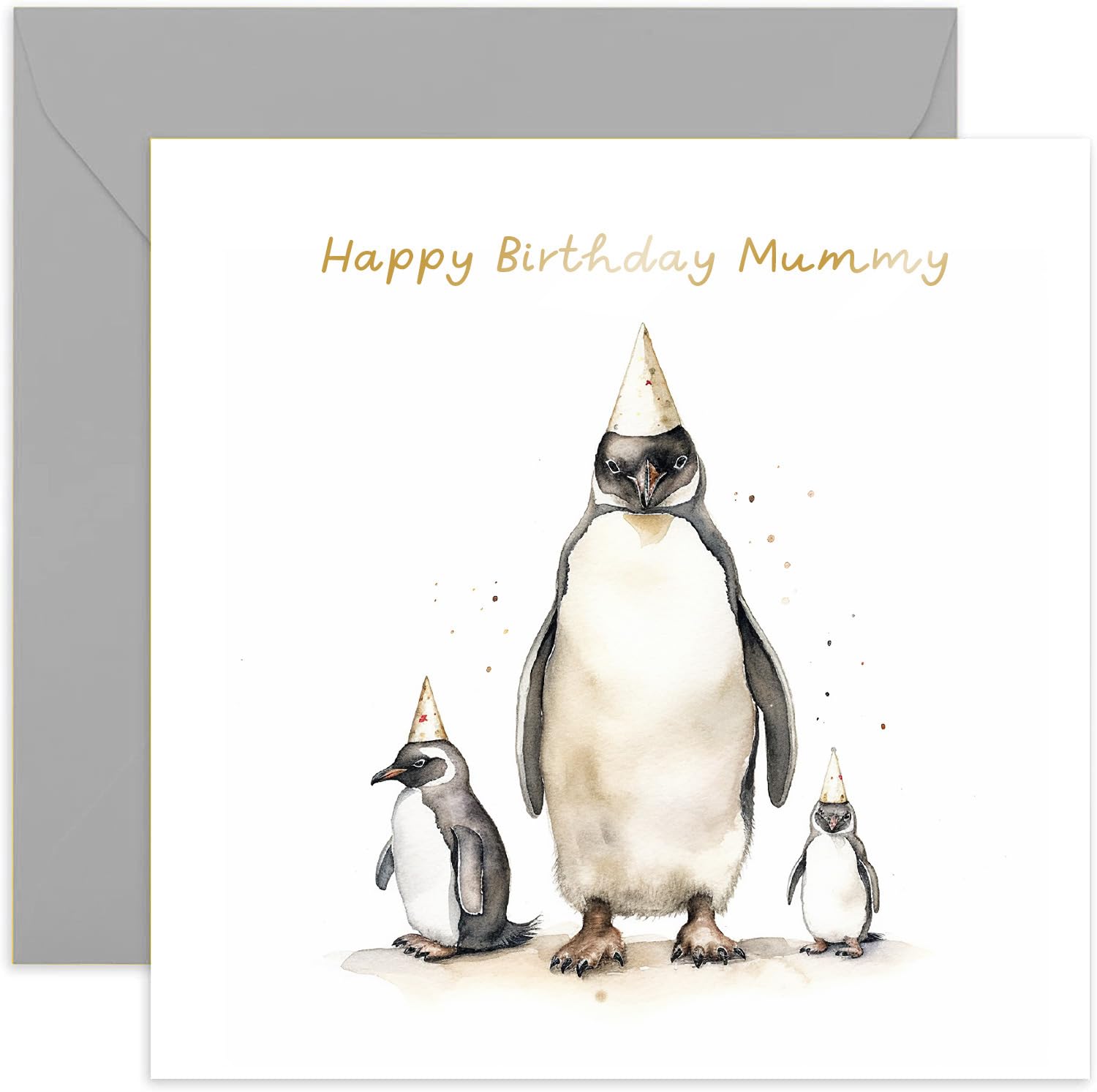 Old English Co. Penguin Happy Birthday Card for Mummy - Cute Penguin Birthday Card from Young Children, Son, Daughter - Heartfelt Birthday Card for Mummy, For Her | Blank Inside with Envelope