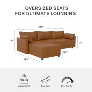 Dorel Living Kindra Deep Seat Sectional Sofa with Reversible Chaise​, Camel