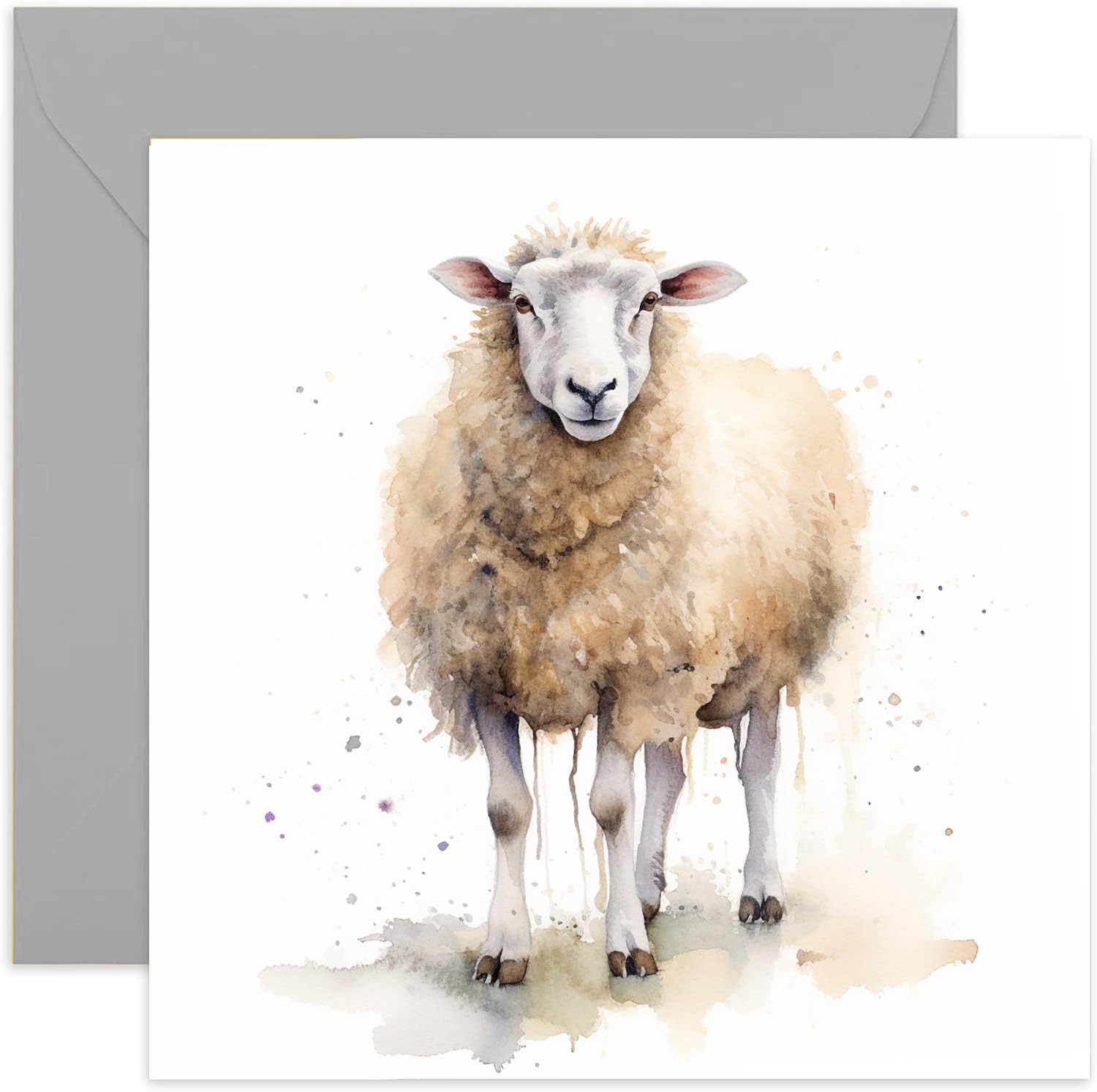 Old English Co. Watercolour Sheep Greeting Card for Birthday - Cute Birthday Card for Mum, Nan, Sister, Her - Wildlife Art Card for Thinking of You, Thank You, Just Because | Blank Inside Envelope