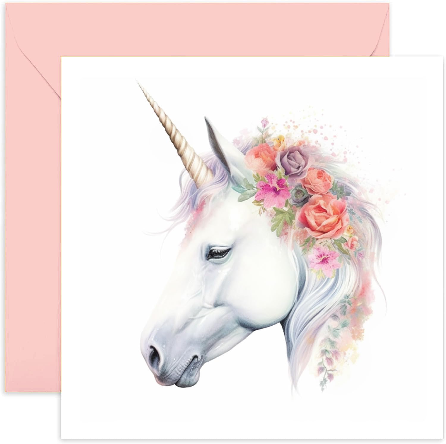 Old English Co. Unicorn Card for Birthday - Painted Botanical Wildlife Card - Birthday Unicorn Greeting Card for Daughter, Sister, Mum, Nan - Birthday Card for Her | Blank Inside with Envelope