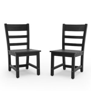 cozyman armless outdoor dining chairs set of 2, all weather resistant hdps patio dining chairs, classic dining chair support 350 lbs, for outdoor indoor, lawn, garden, backyard, black