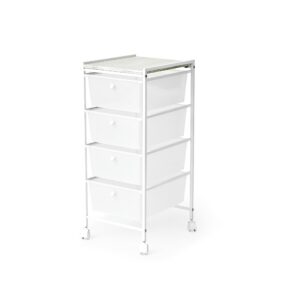 suprima® storage carts - 4 drawer woodtop shelf - white/whitewash top