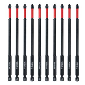 autotoolhome 10 pack phillips ph2 magnetic anti slip screwdriver bit set 6 inch length ts2 anti-slip long drill bits impact driver bits