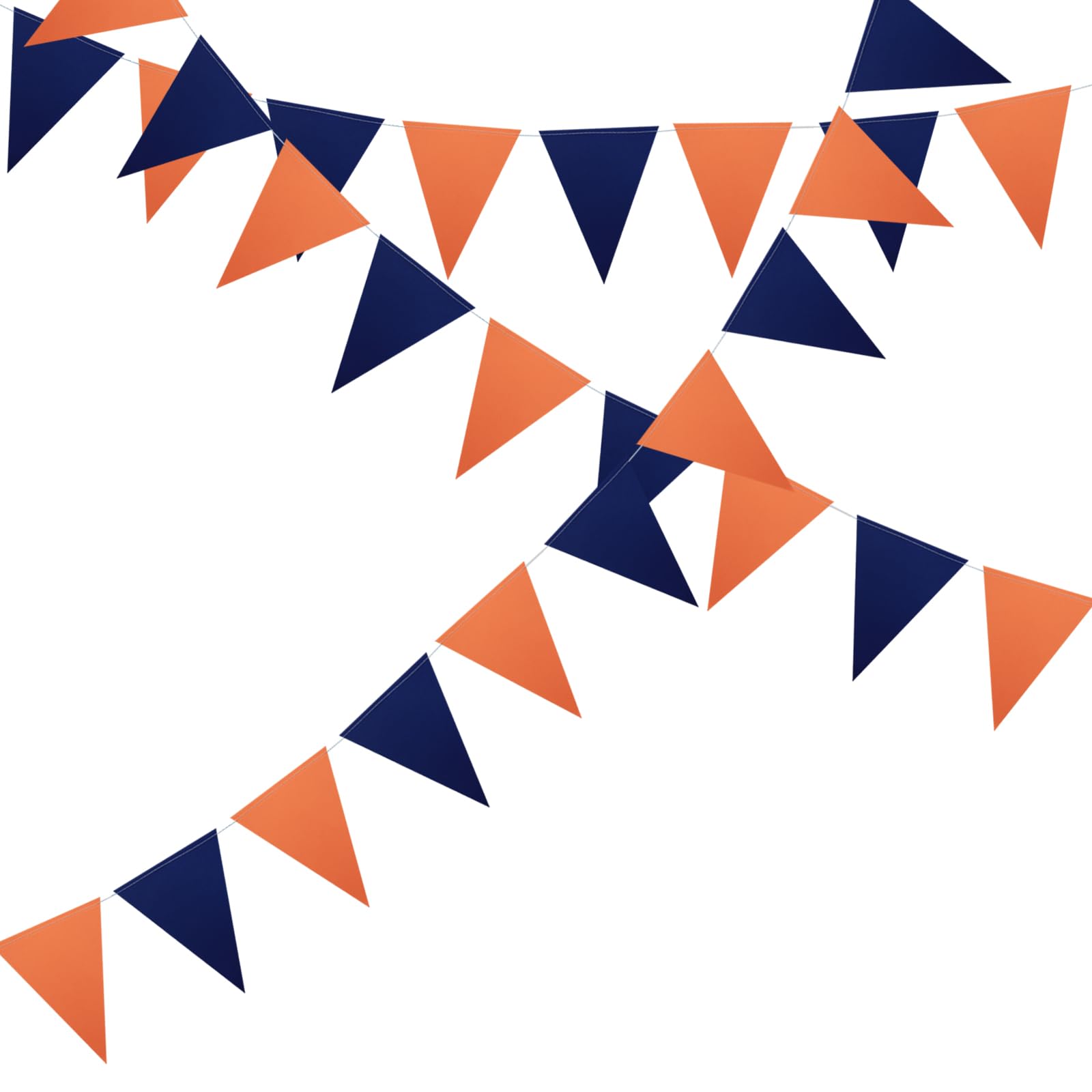 Meetppy 3 Pack Orange and Navy Blue Double Sided Paper Glitter Pennant Banner Paper Triangle Flags Bunting Hanging Decoration for Graduation Birthday Baby Shower