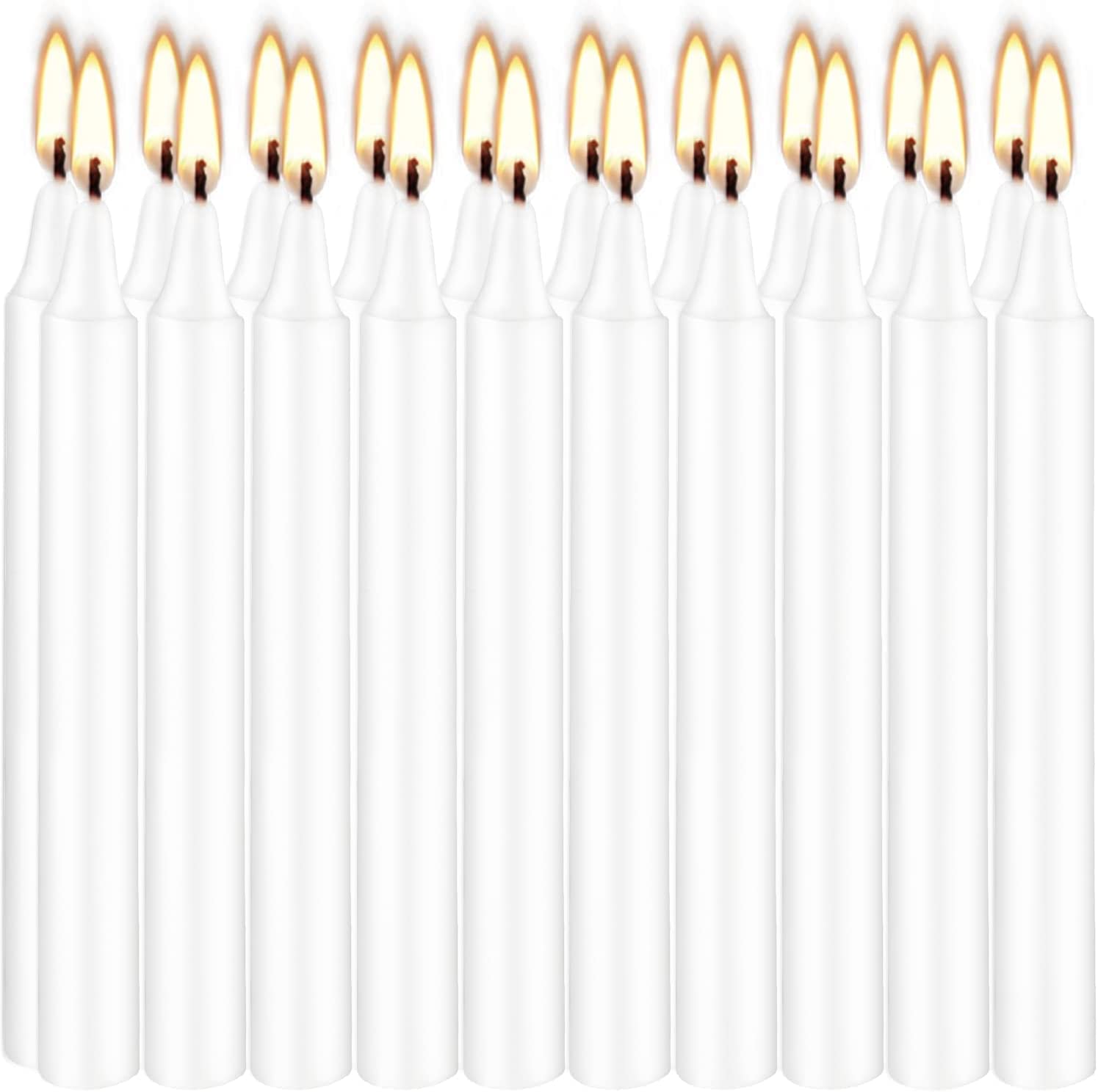 4 Inch White Taper Candle for Home Decor，20 Pack Unscented, Smokeless & Dripless Candle Stick, 1.5 Hour Burning Time for Party, Wedding, Dinner and More