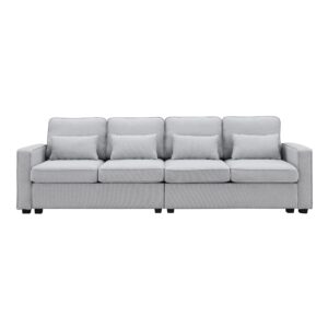 Harper & Bright Designs 104" 4-Seater Modern Linen Fabric Sofa with Armrest Pockets and 4 Pillows,Minimalist Style Couch for Living Room, Apartment, Office,3 Colors