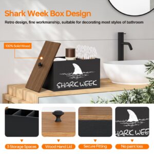 Tampon Holder For Bathroom, Tampon Storage Container,Feminine Product Organizer,Removable Organizer，Shark Week Wood Box With Lid, Tampon Organizer，Christmas Gifts for Mom and Female Friends (Black)