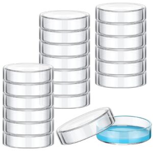 hoteam 20 pcs glass petri dishes with lids bulk, autoclavable and reusable culture dishes for culture plate, science project (100mm)