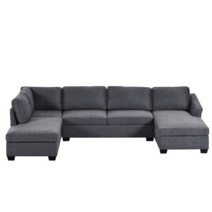 Modern Large U-Shape Sectional Sofa, Double Extra Wide Chaise Lounge Couch