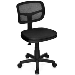 tomanor kids desk chair - armless teens girls study chair small kids computer chair adjustable swivel mesh task chair for home school office black