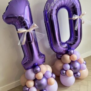 Number 10 Purple Balloons 40 Inch Giant Purple 10 Number Foil Helium Balloons for 10th Purple Birthday Party Supplies 10th Anniversary Events Decorations