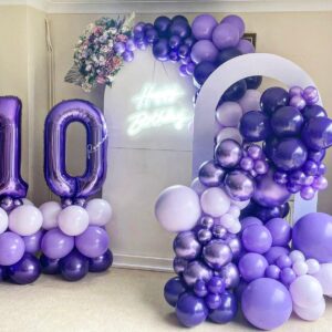 Number 10 Purple Balloons 40 Inch Giant Purple 10 Number Foil Helium Balloons for 10th Purple Birthday Party Supplies 10th Anniversary Events Decorations