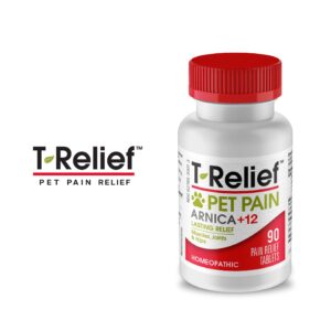 T-Relief Pet Pain Relief Arnica +12 Powerful Natural Medicines Help Ease Muscle Joint & Hip Pain Soreness Stiffness & Injuries Max Fast-Acting Soother for Dogs & Cats - 90 Tablets (2 Pack)