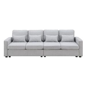 Harper & Bright Designs 104" 4-Seater Modern Linen Fabric Sofa with Armrest Pockets and 4 Pillows,Minimalist Style Couch for Living Room, Apartment, Office,3 Colors