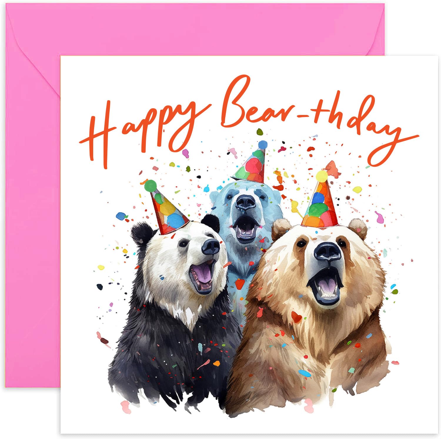 Old English Co. Bear Happy Birthday Card for Him or Her - Colourful Humorous Bear Pun Birthday Card for Men and Women - Fun 'Bear-thday' Card for Dad, Brother, Uncle | Blank Inside with Envelope