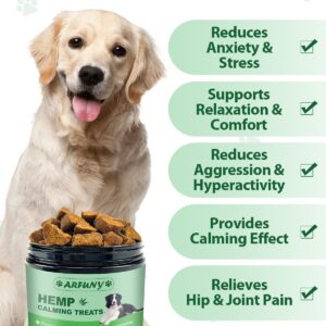 Hemp Calming Chews for Dogs - Dog Calming Treats - Dog Calming Chews - with Valerian Root, Melatonin - Calming Treats for Dogs - Helps with Thunder, Fireworks, Travelling - 120 Chews, Chicken Flavor