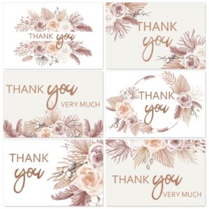 anydesign boho floral thank you cards bulk 36 pack boho rose bouquets note cards with envelope stickers flower blank cards for wedding bridal shower baby shower birthday party, 4 x 6 inch