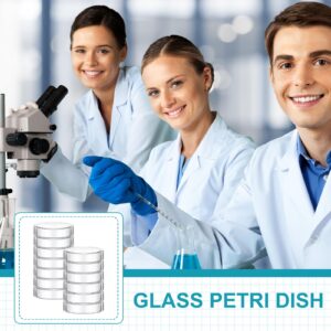 Hoteam 20 Pcs Glass Petri Dishes with Lids Bulk, Autoclavable and Reusable Culture Dishes for Culture Plate, Science Project (100mm)