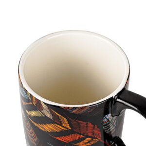 Topadorn Ceramic Coffee Mug Porcelain Latte Tea Cup With Lid and Present Box 17oz,Feather