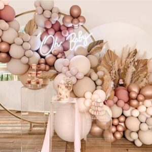 Boho Balloon Garland Arch Kit - 162Pcs Double Stuffed Dusty Rose Balloon Blush Pastel Pink Chrome Rose Gold Crean Peach Nude Balloons for Birthday Baby Shower Bridal Wedding Party Decorations