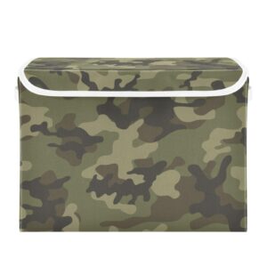 joisal army camouflage pattern green storage bin with lid fabric foldable storage boxes for clothes with handles