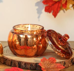 fall pumpkin shaped candle fall pumpkin spice candle farmhouse thanksgiving fall scented candle 12oz