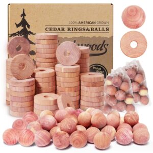 150 cedar blocks for clothes storage cedar variety, cedar rings & cedar balls 100% natural aromatic cedar accessories for closets & drawers (150 pack-rings & balls)