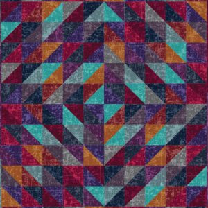 Connecting Threads Beginner Lap Throw Quilt Kit (40.5" x 56.5") - Half-Square Triangle Fun (Weathered Tonals - Jewel)