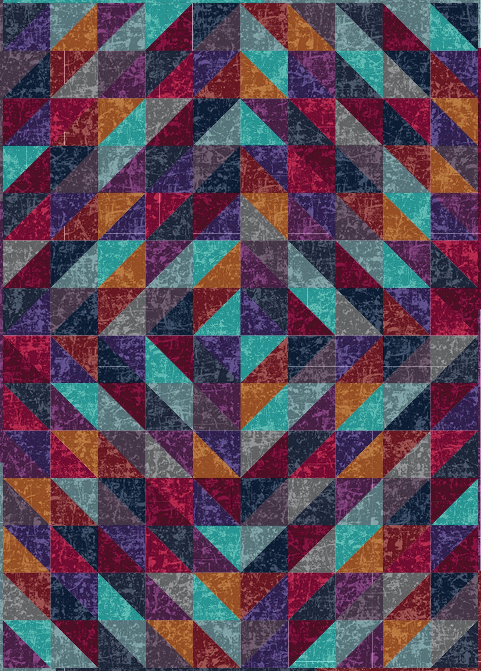 Connecting Threads Beginner Lap Throw Quilt Kit (40.5" x 56.5") - Half-Square Triangle Fun (Weathered Tonals - Jewel)