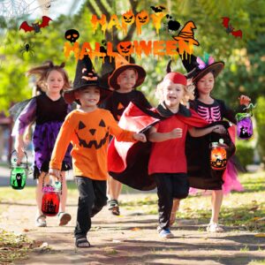 Halloween Crafts for Kids, 4 PCS Halloween Mason Jar with Accessories for DIY Craft, Halloween Art Party Favor Supplies, Halloween Decoration Trick or Treating, Classroom Halloween Art Activities