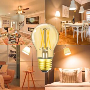 LEOOLS Dimmable E26 Amber led Bulb 6W Equal 60 watt Vintage LED Edison Bulb AC120V 2700K A15 LED Bulb for Ceiling Fan Light Bulbs,Refrigerator Light Bulb 600LM 6Pack