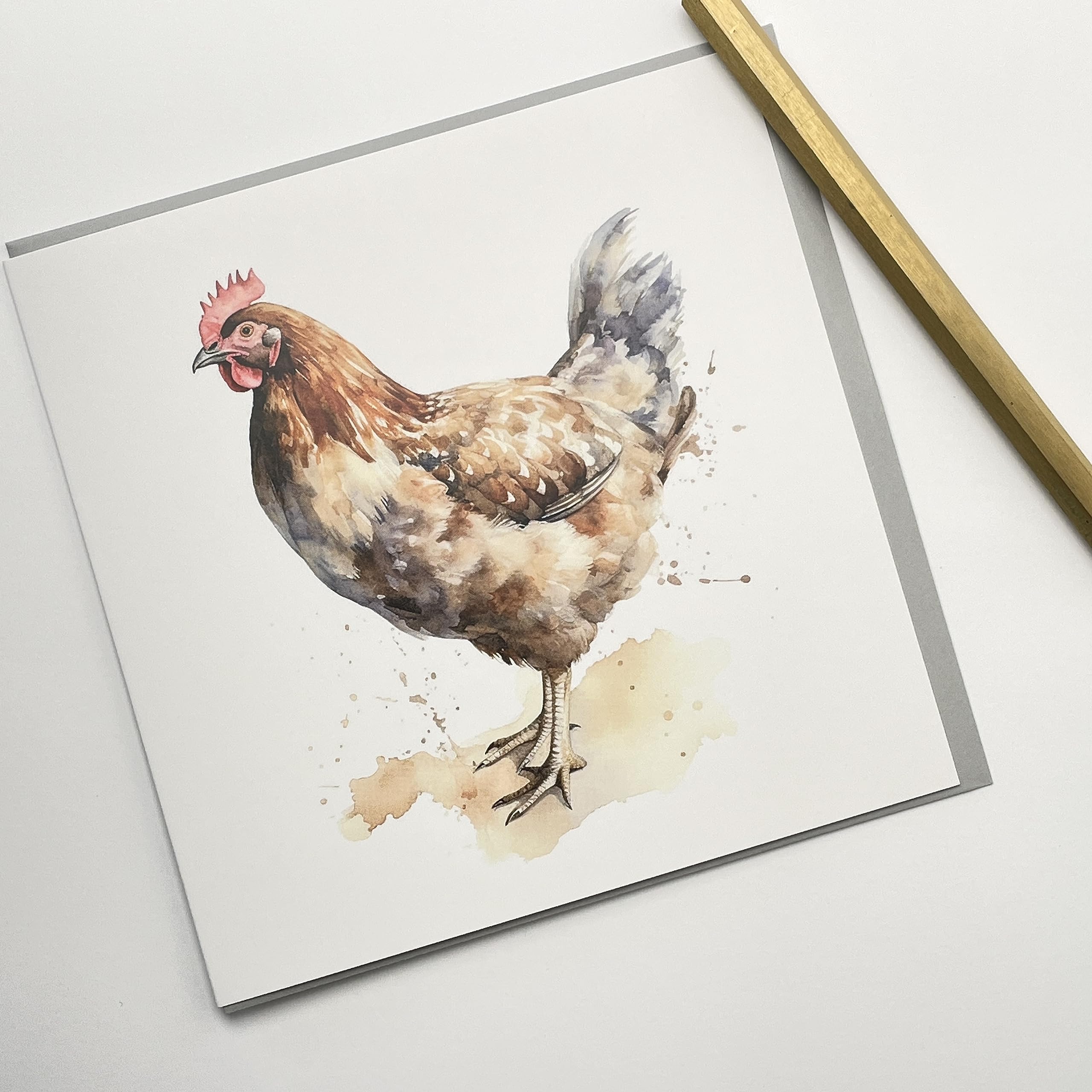 Old English Co. Watercolour Hen Greeting Card for Birthday - Cute Birthday Card for Mum, Nan, Sister, Her - Wildlife Art Card for Thinking of You, Thank You, Just Because | Blank Inside Envelope