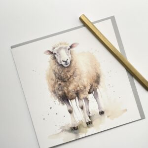 Old English Co. Watercolour Sheep Greeting Card for Birthday - Cute Birthday Card for Mum, Nan, Sister, Her - Wildlife Art Card for Thinking of You, Thank You, Just Because | Blank Inside Envelope