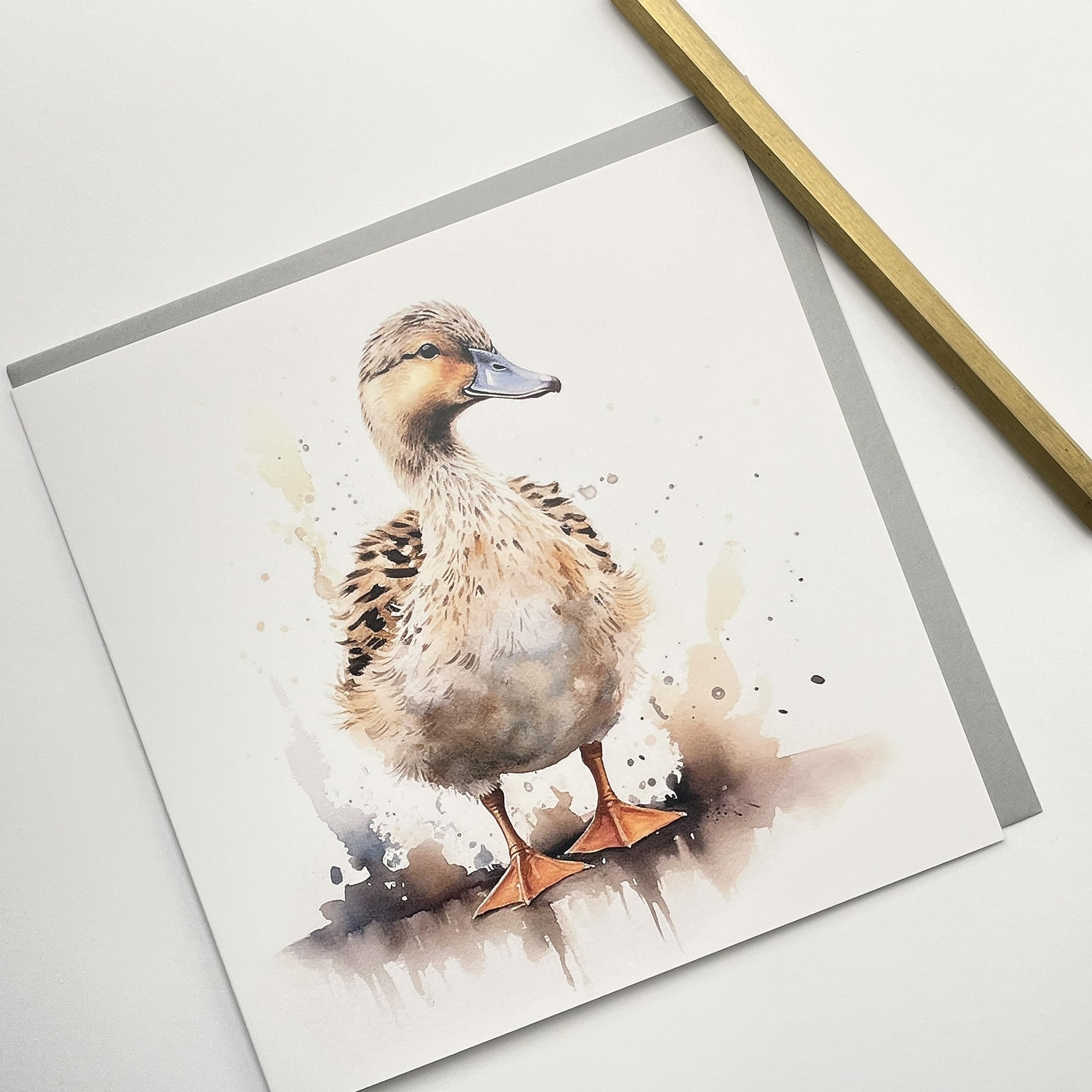 Old English Co. Watercolour Painting Duck Greeting Card for Birthday - Cute Birthday Card for Mum, Grandma, Nana - Wildlife Art Card for Thinking of You, Thank You | Blank Inside Envelope