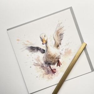 Old English Co. Watercolour Duck Greeting Card for Birthday - Cute Birthday Card for Mum, Nan, Sister, Her - Wildlife Art Card for Thinking of You, Thank You, Just Because | Blank Inside Envelope