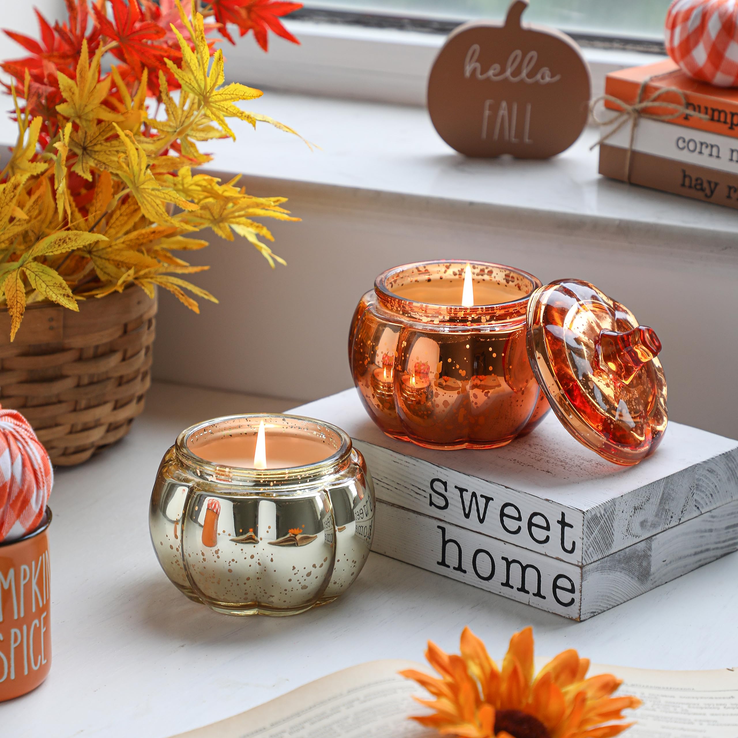 Fall Pumpkin Shaped Candle Fall Pumpkin Spice Candle Farmhouse Thanksgiving Fall Scented Candle 12oz