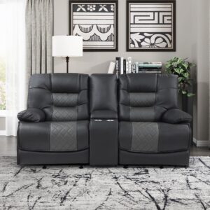 lexicon suisun wall-hugger double glider reclining loveseat, two-tone gray