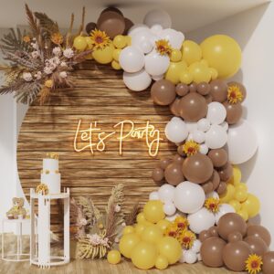 lemon yellow brown neutral garland arch kit with sand white balloon 126pcs sunflower theme birthday wedding party baby shower bridal shower decoration