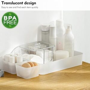 Poeland 15 Pcs Drawer Organizer Tray Storage Box for Bedroom Dresser Bathroom Kitchen, Frosted