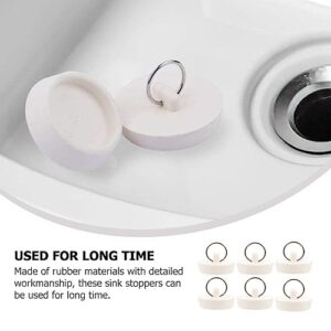 OSALADI 8pcs Drain Stopper Bathroom Tub Kitchen Sink Stopper Bathroom Sink Stopper Tub Stopper with Pull Ring Bathtub Drain Stoppers Washbasin Stopper Anti-blocking White Drain Rubber